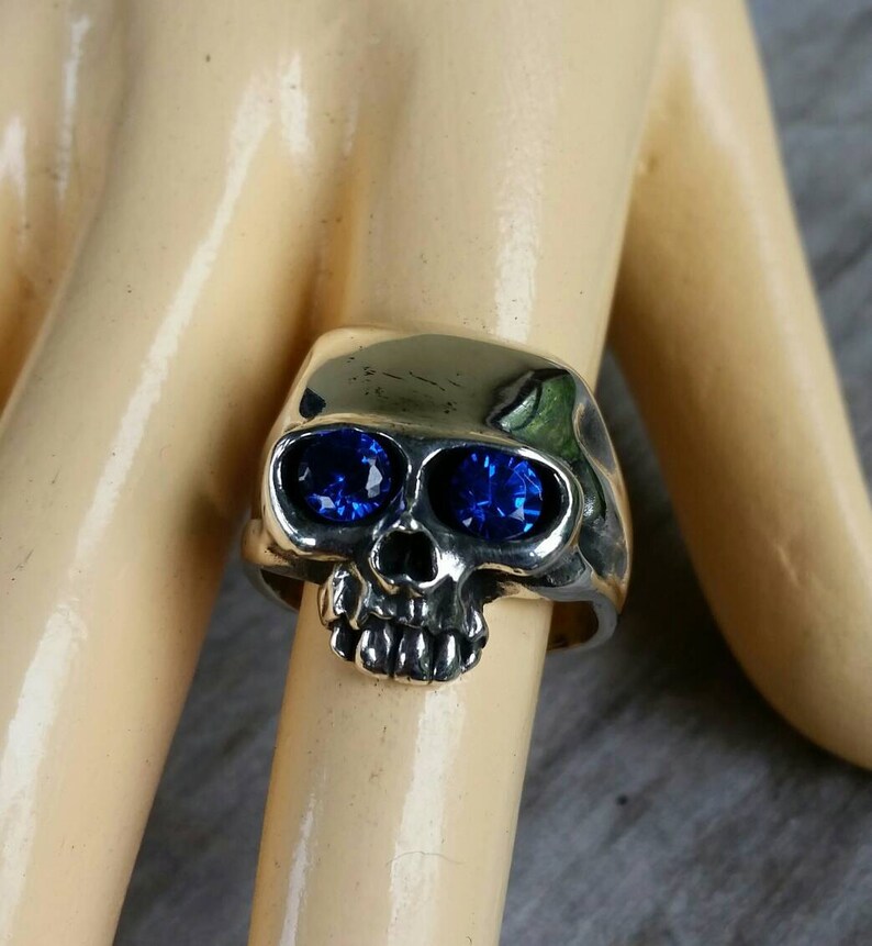 Skull Ring, Sterling Silver, Cubic Zirconia,steampunk, Pirate, Gothic ...