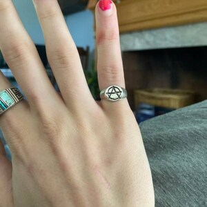 Anarchy Ring,small, Round Top, Sterling Silver, Signet,pinkie Ring ...