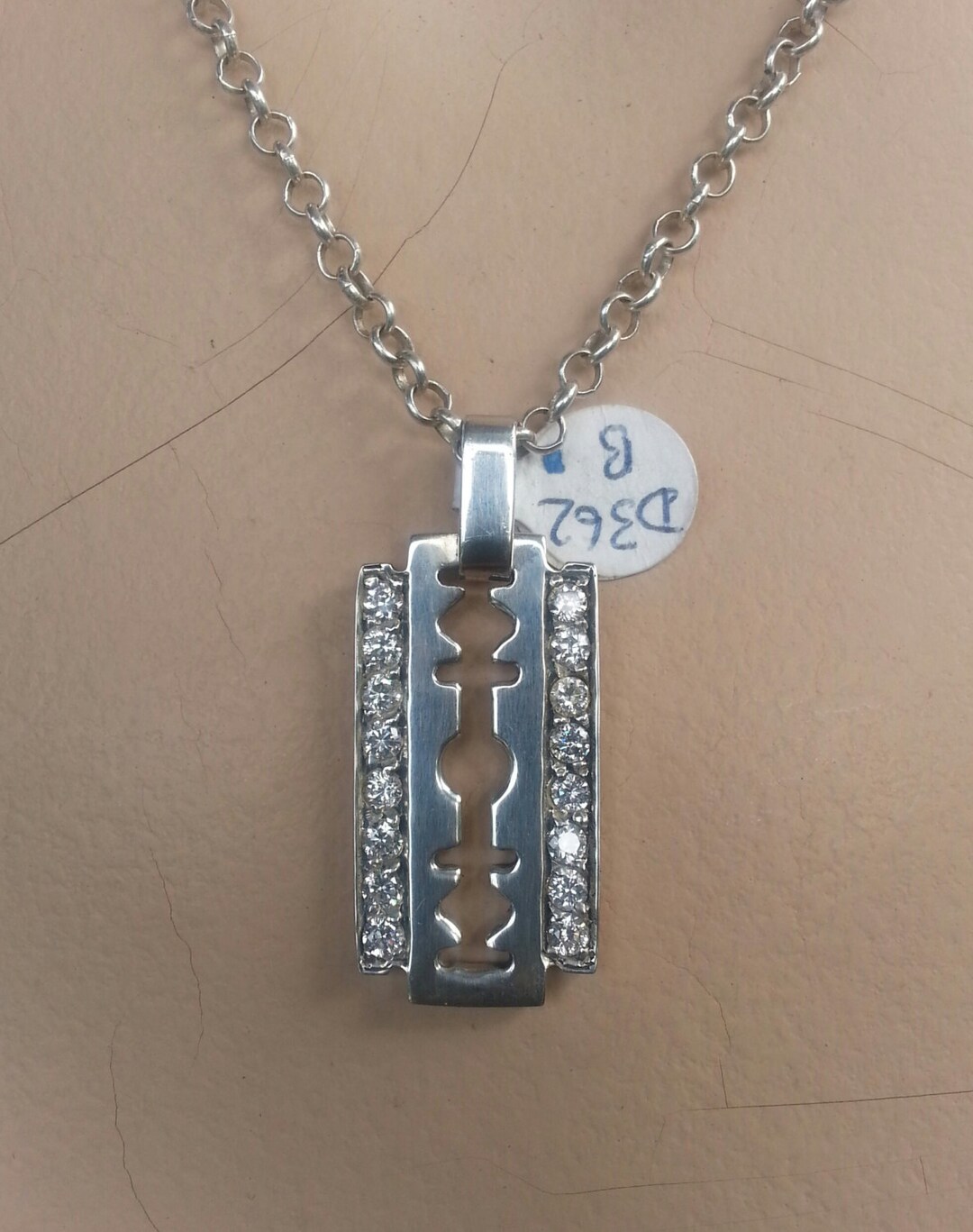 Razor Blade Pendnt,sterling Silver,cubic Zirconia, Bling Pendant - Etsy