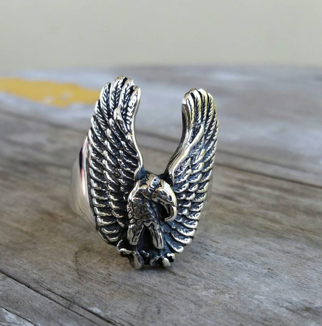 Large Eagle Ring,spread Eagle, Bird Ring,sterling Silver, Tribal ...