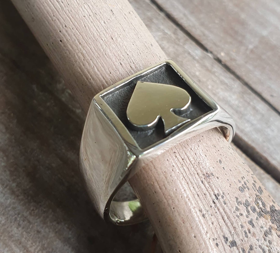 Ace of Spades Ring,signet Ring, Gambling,cards,sterling Silver,vegas ...