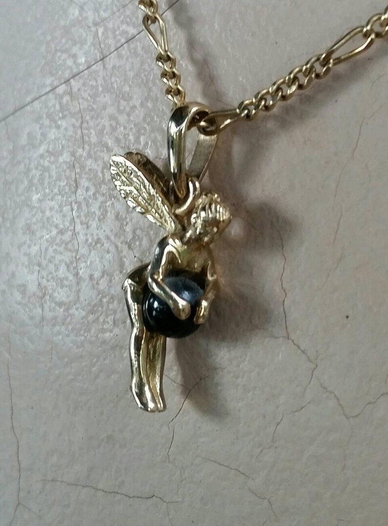 Fairy Pendant 9ct Gold Tinkerbell Angelic Winged F Angel Pendant - Etsy ...
