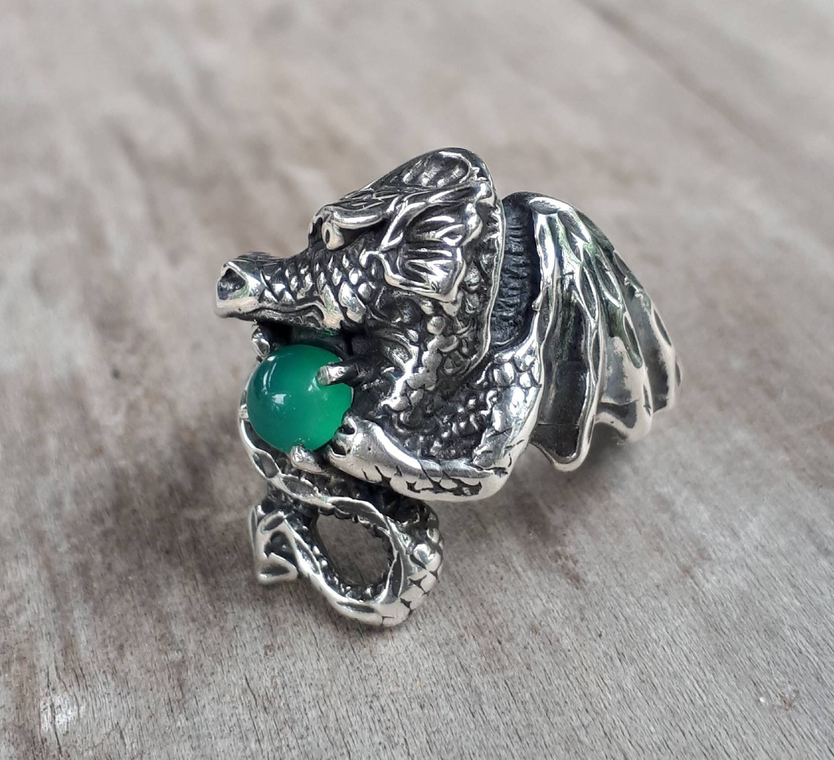 Dragon Ring, Blue Cz, Sterling Silver,welsh Dragon,handmade, Fantasy ...