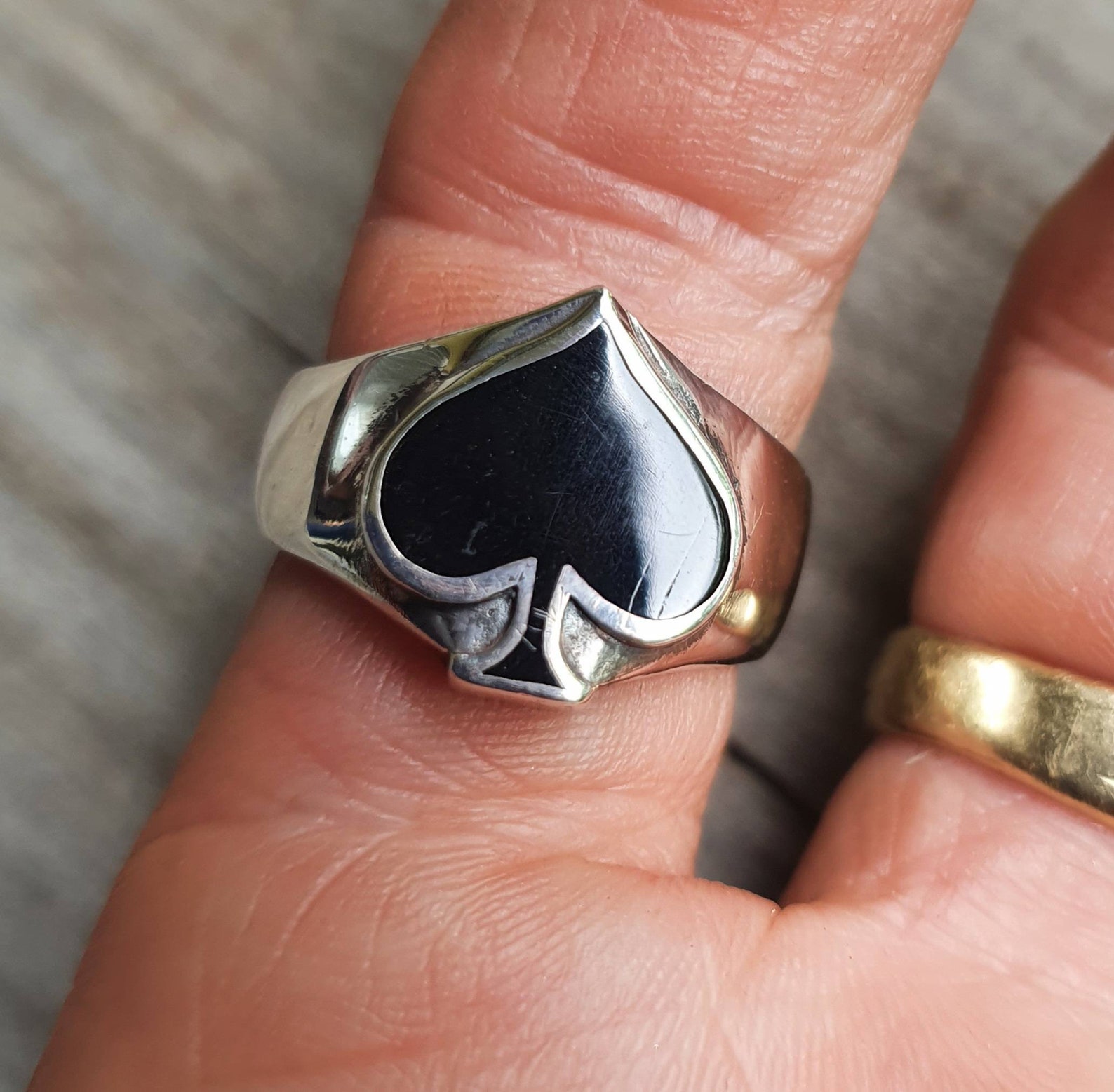 Ace of Spades Ring Gamblingflame Ring Cardssterling Silver | Etsy