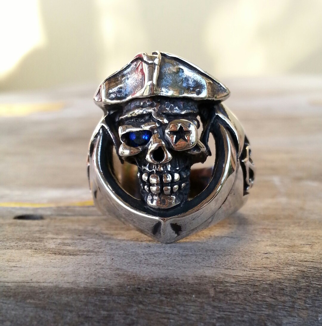 Pirate Skull Ring,sterling Silver,anchor, Jack Sparrow,skull, Steampunk ...