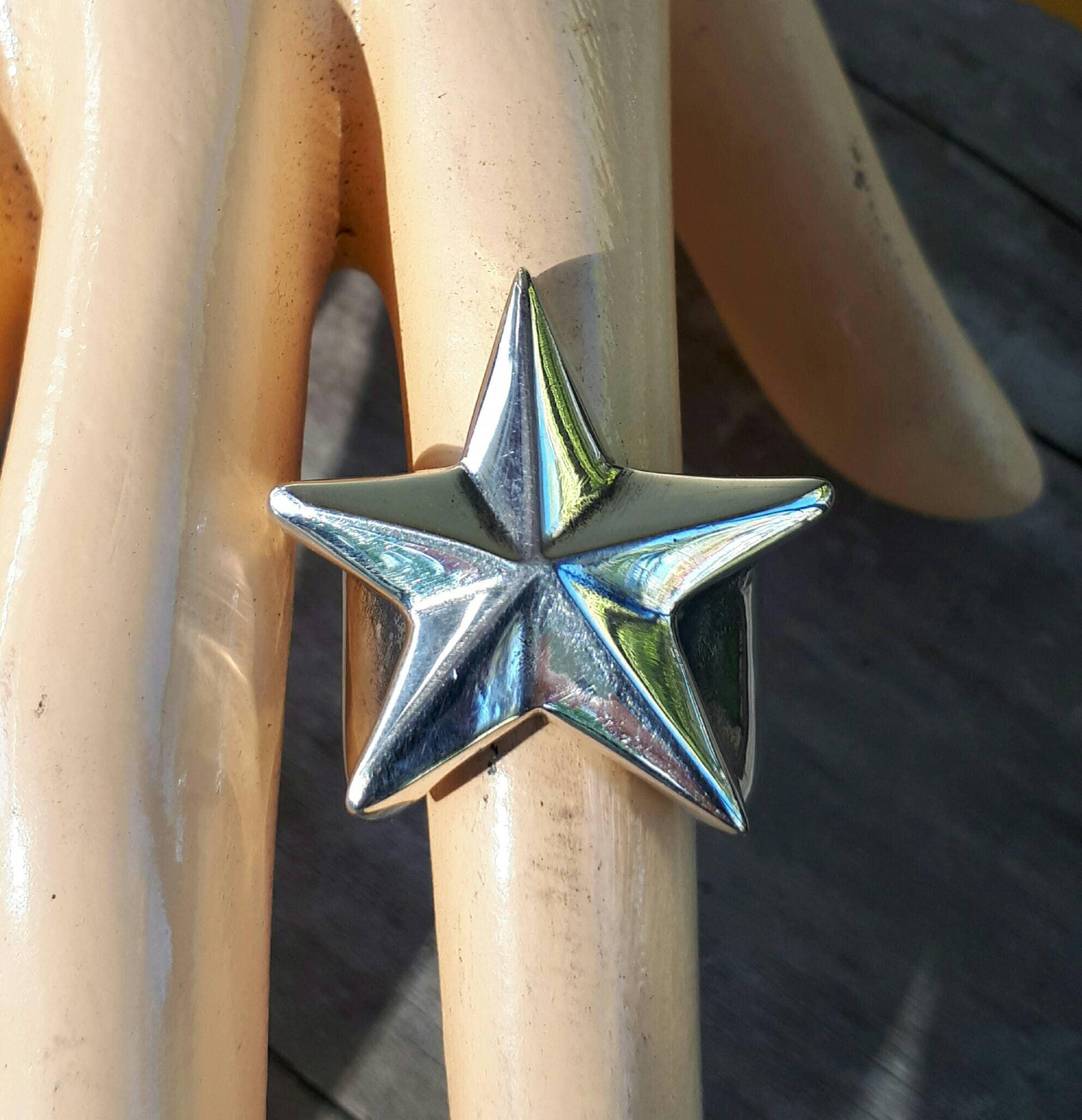 Large Star Ringsterling Silvercaltex Starfive Pointed - Etsy