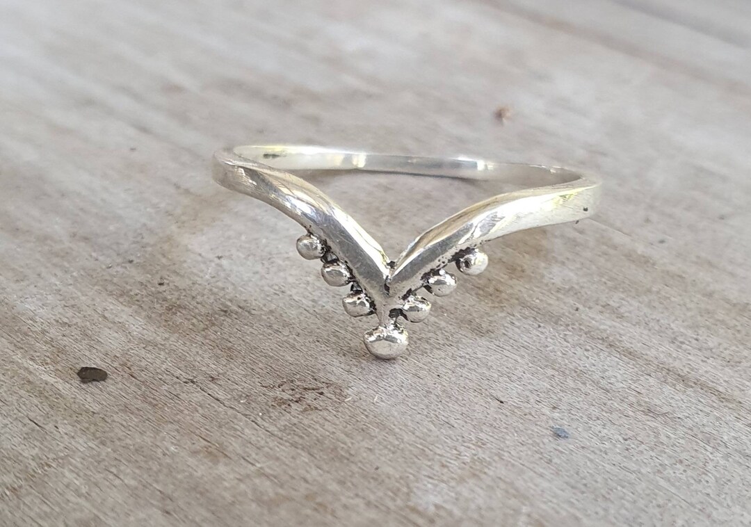 Chevron Stacker Ring,scroll,sterling Silver,stackable V Ring,wishbone ...