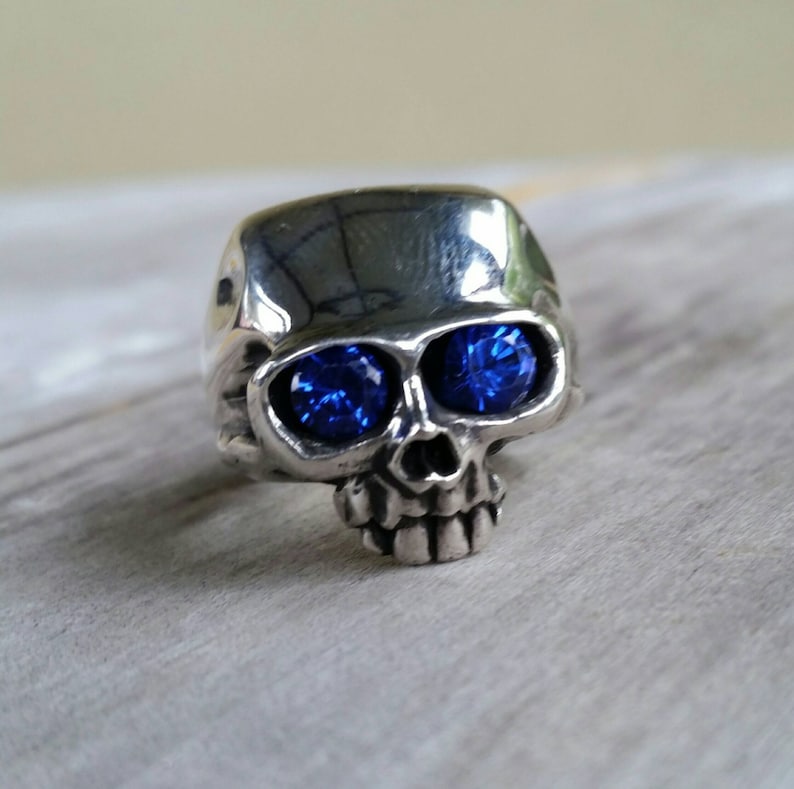 Skull Ring, Sterling Silver, Cubic Zirconia,steampunk, Pirate, Gothic ...