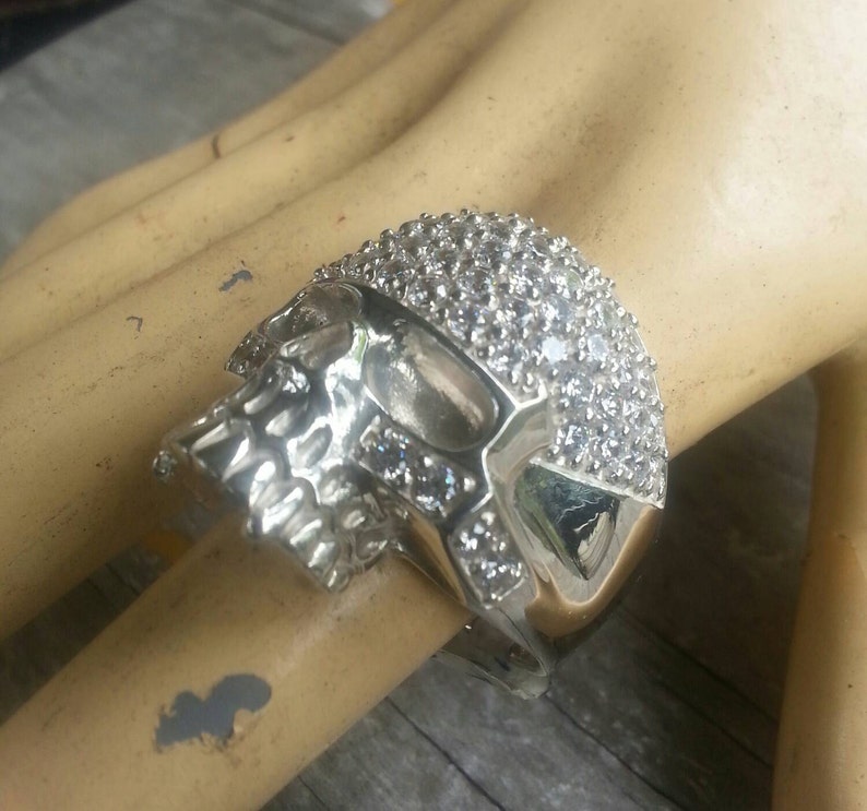 Large Skull Ring Bling Gangster Sterling Silver Steampunk - Etsy
