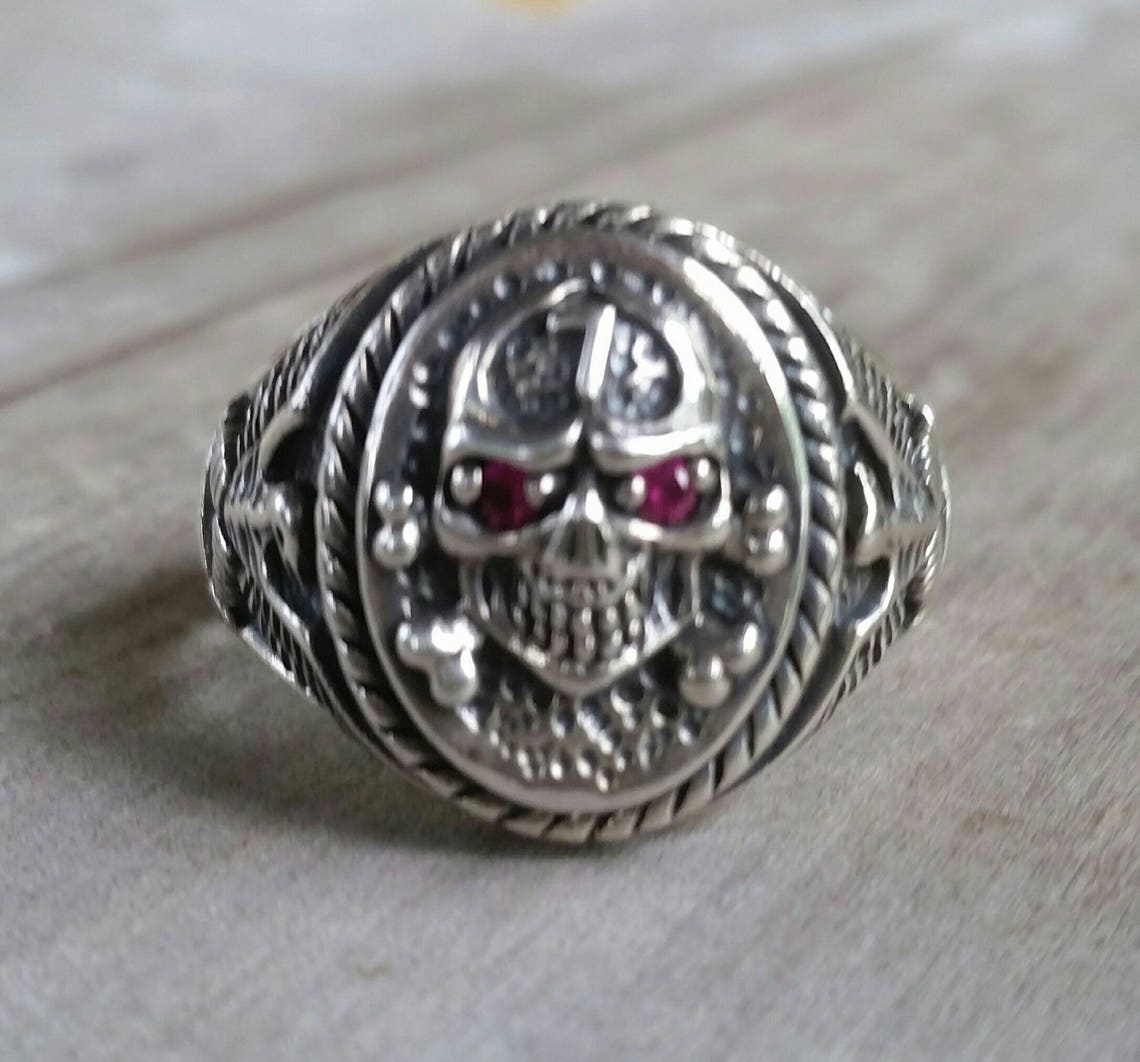 Skull Ring, Sterling Silver,skull and Cross Bones,vintage,eagle Ring ...