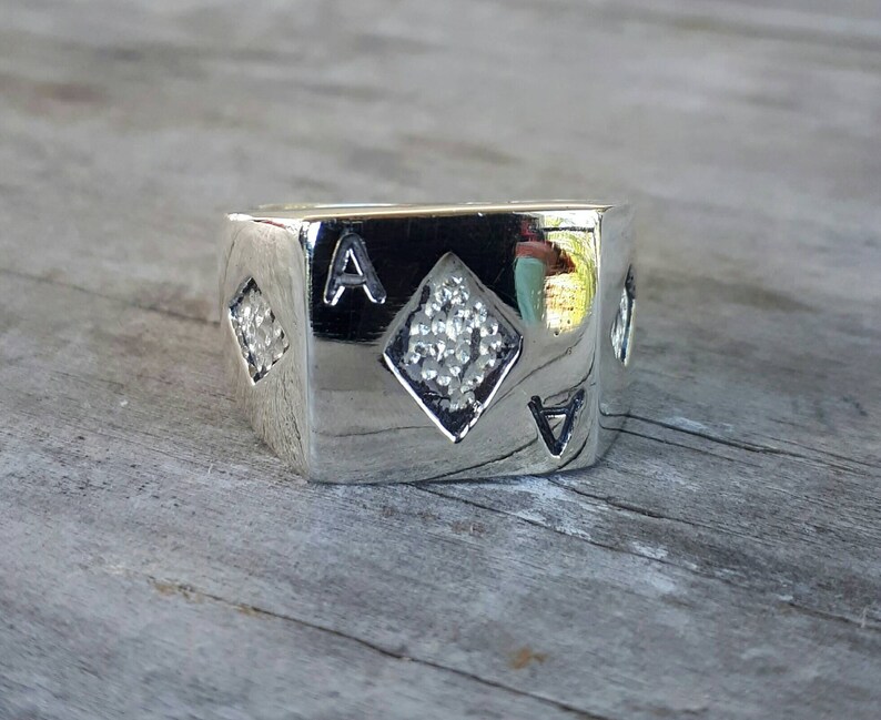 Ace of Diamonds Ringgamblingsterling Silverace Ringvegas - Etsy