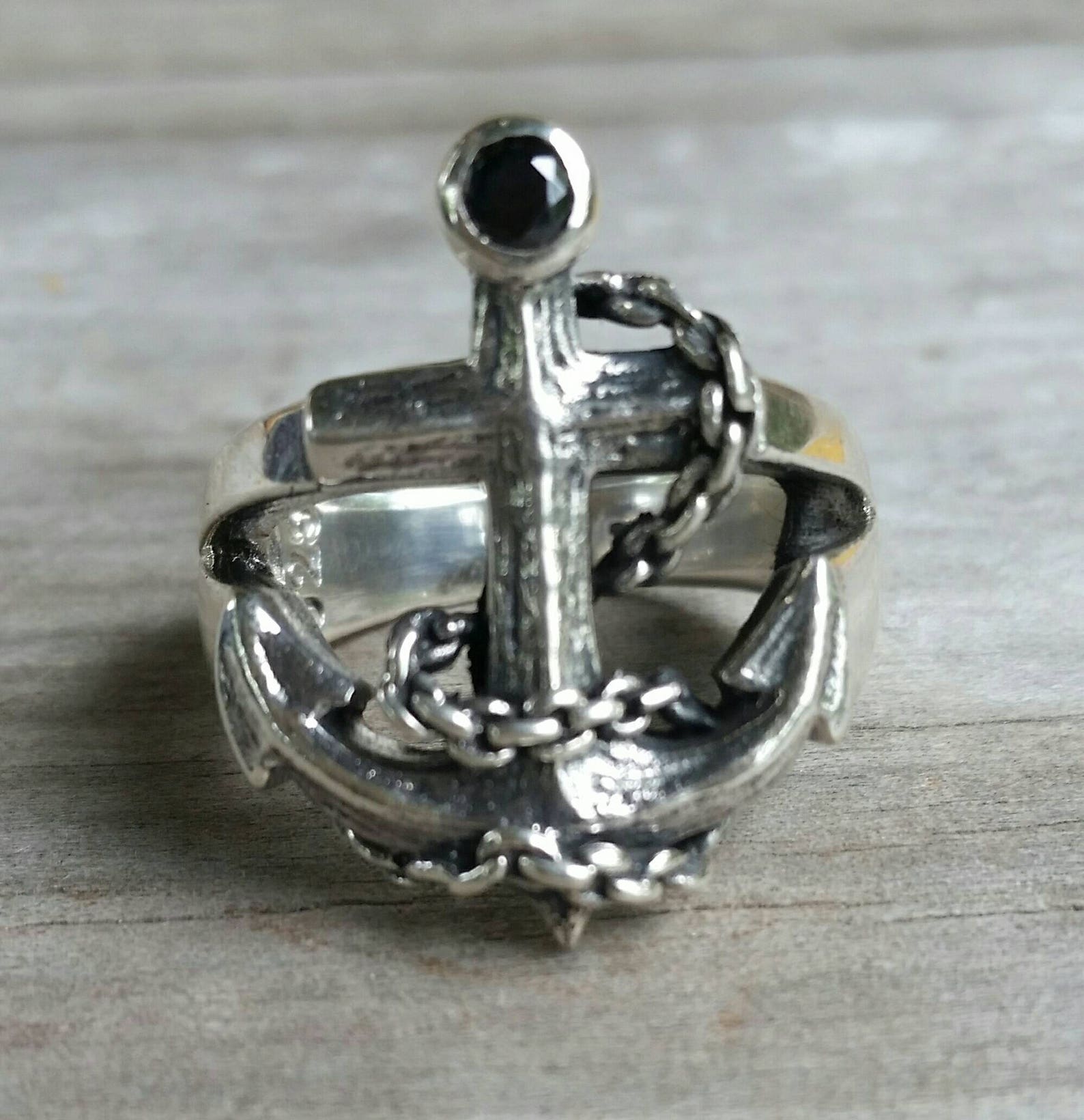Large Anchor Ring, Sterling Silver, Nautical,sailor,surf,pirate ...