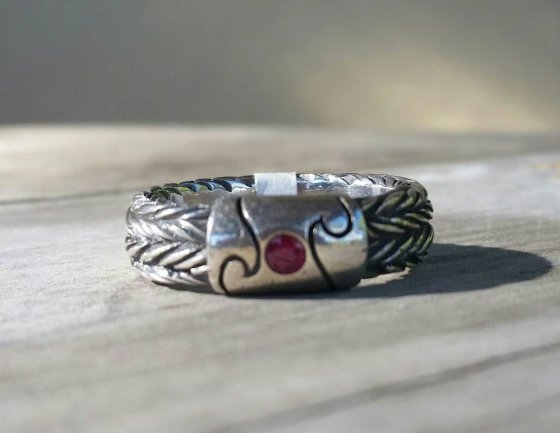 Mans Modern Ruby Wave Surfer Signet Wedding Dress Ring - Etsy