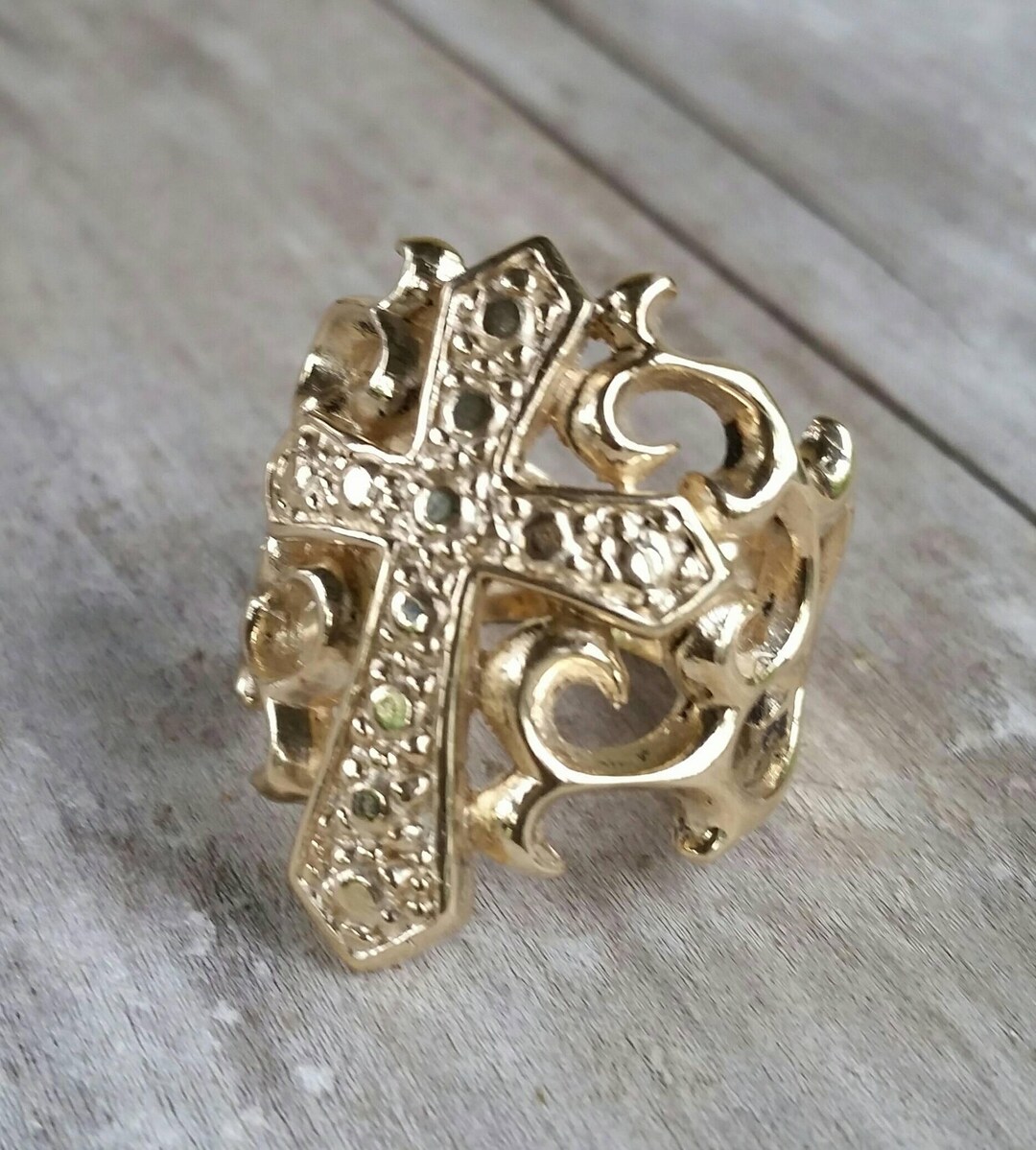 Gold Cross Ring,large Ring, 9ct Gold,ornate, Filegree,steampunk ...