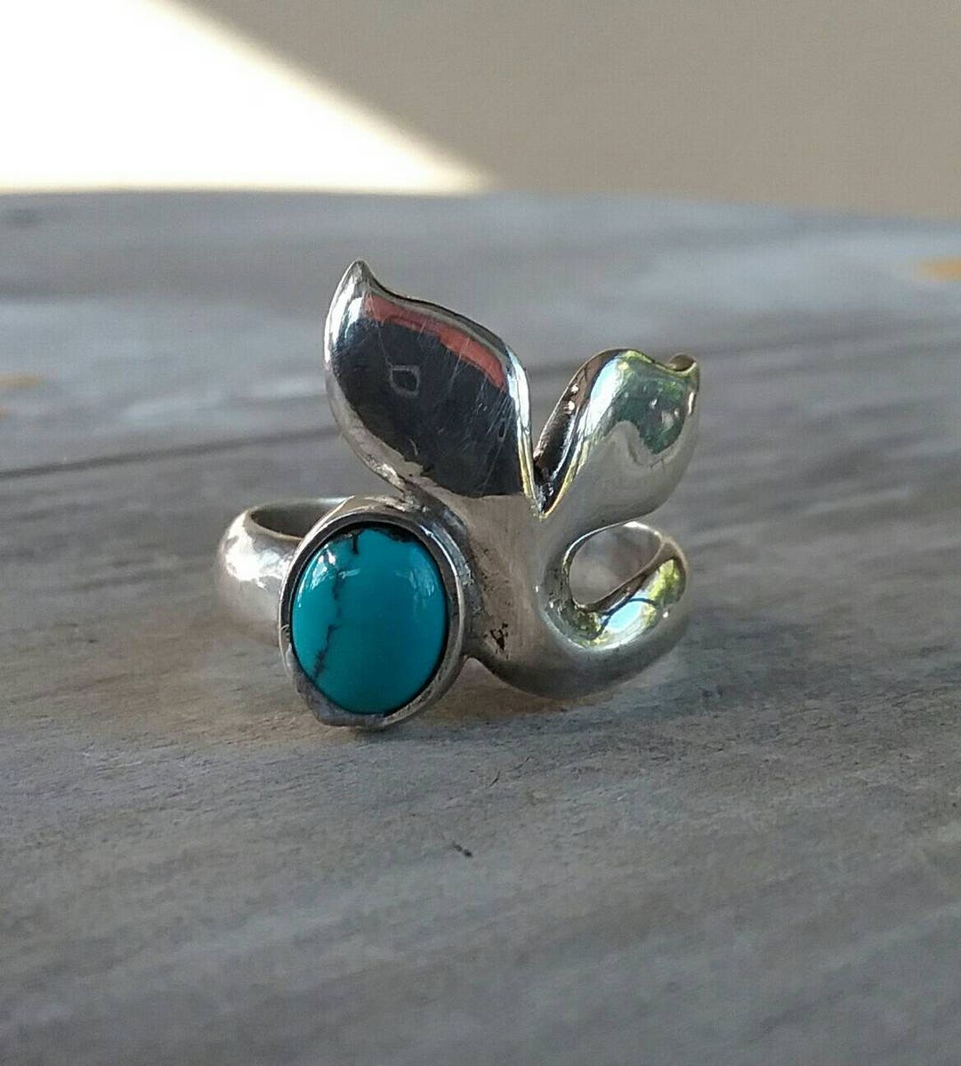 Turquoise Whale Tale Ring,925 Sterling Silver,chunky Ring,marine ...