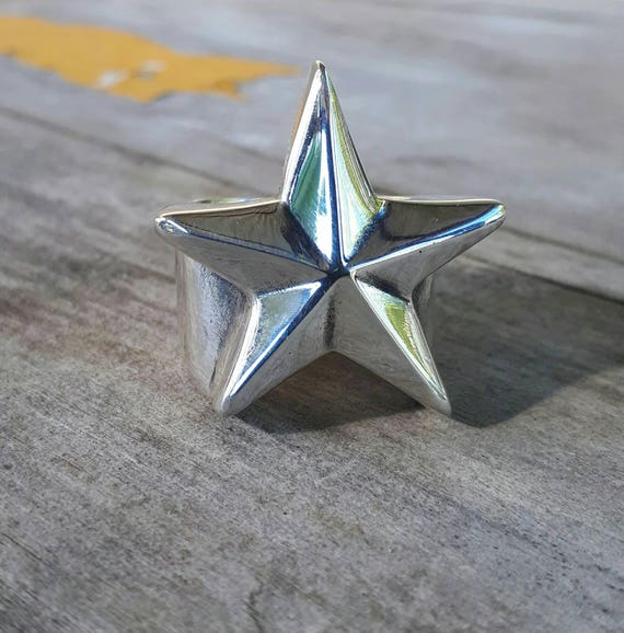 Large Star Ringsterling Silvercaltex Starfive Pointed - Etsy