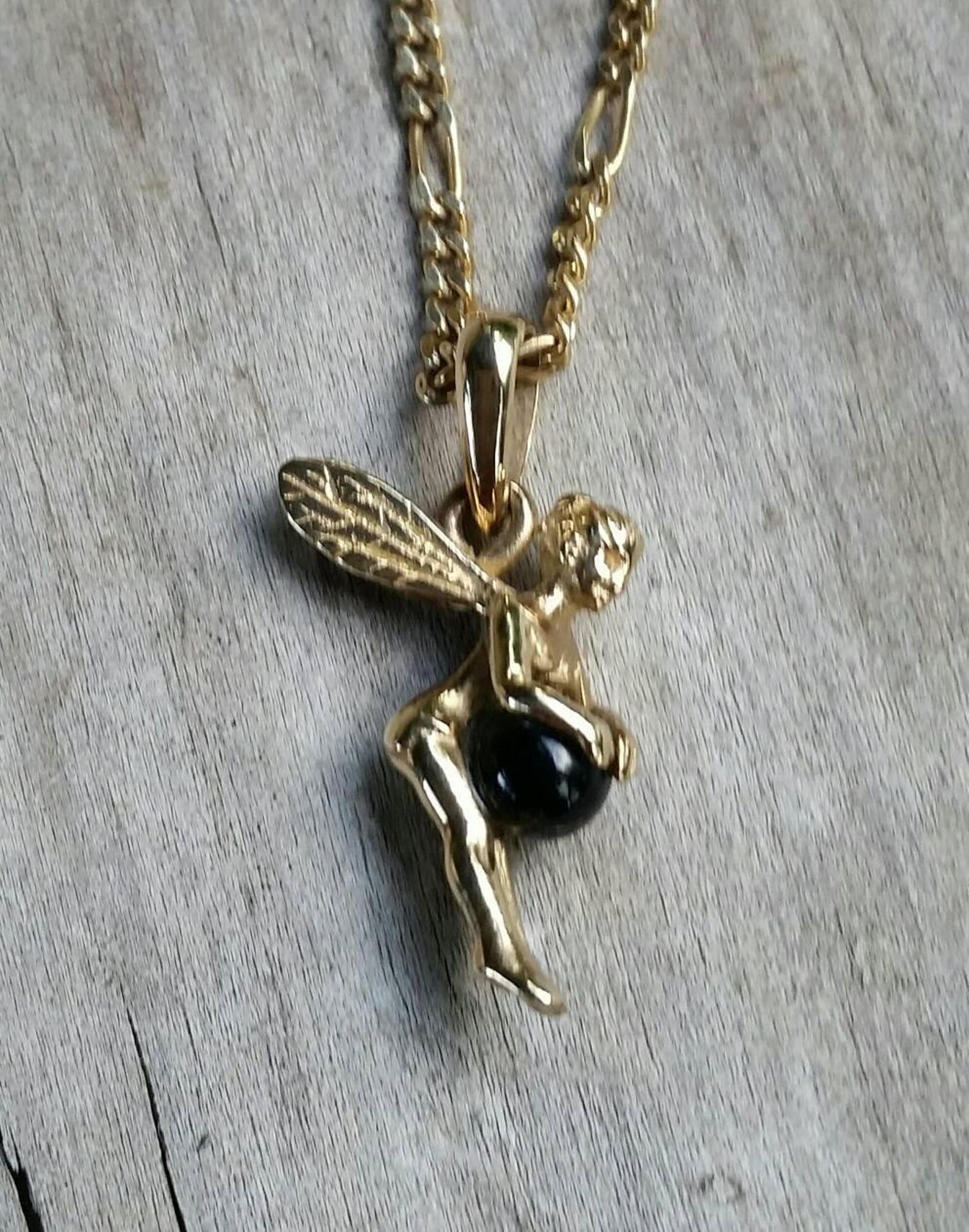 Fairy Pendant 9ct Gold Tinkerbell Angelic Winged F Angel Pendant - Etsy ...