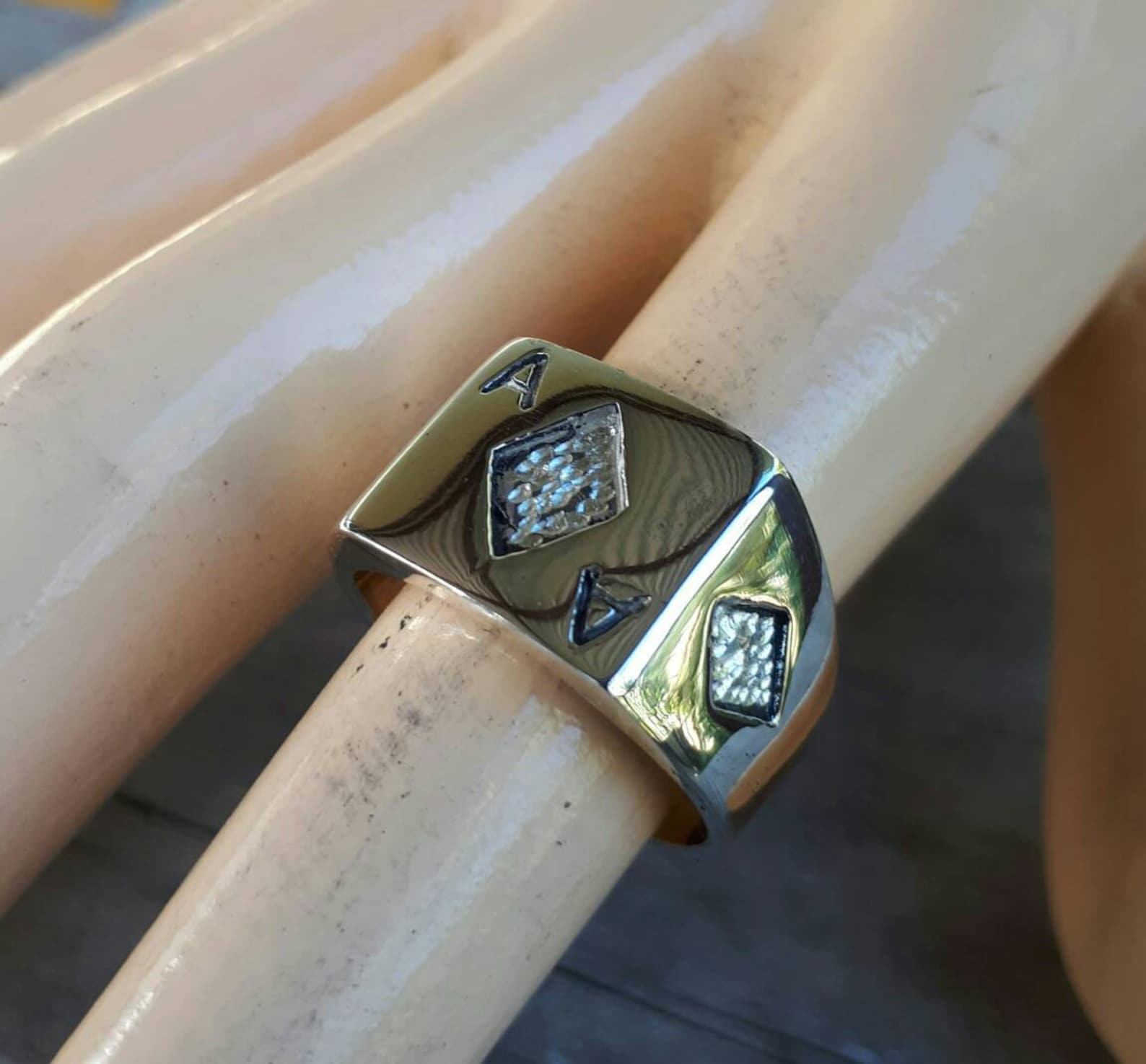 Ace of diamonds ringgamblingsterling silverace ringvegas | Etsy