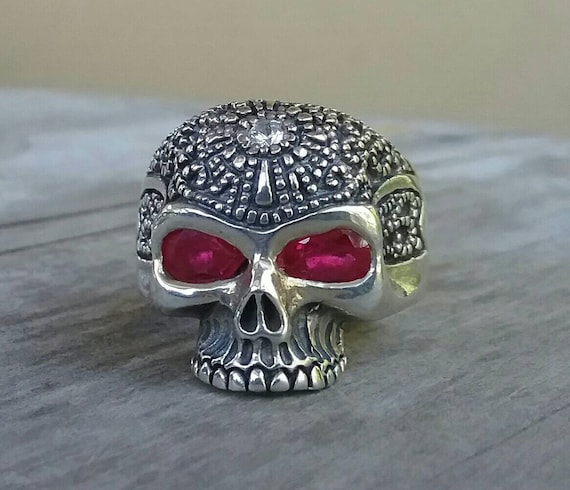 Skull Ringtribal Sterling Silver Steampunk gothic | Etsy