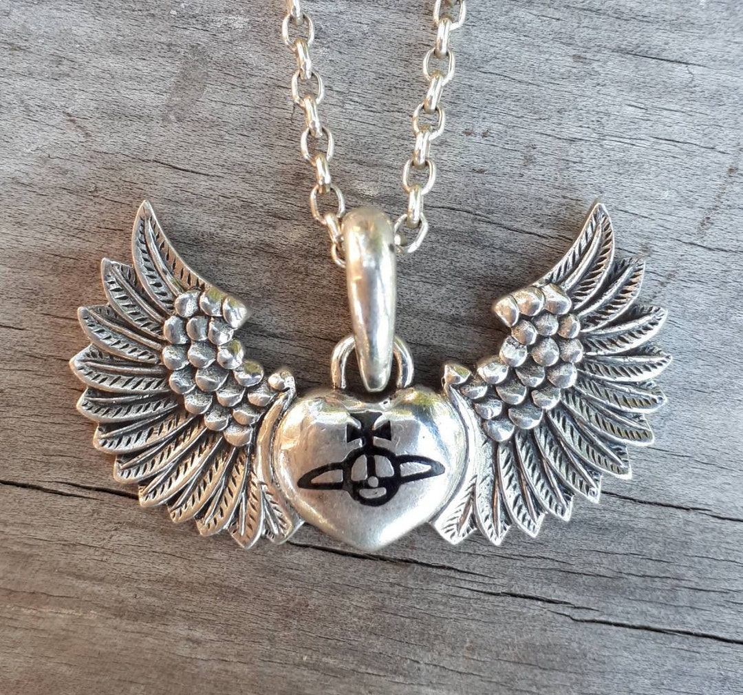 Heart Pendant,angel Wings,globus Cruciger,sterling Silver,royal Regalia ...