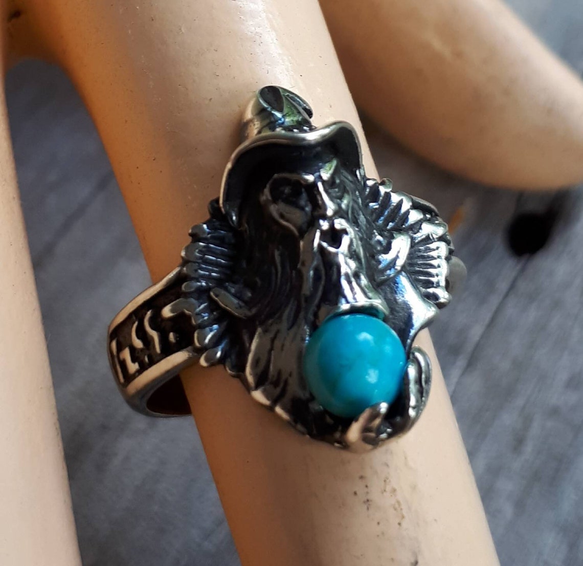 Bague sorcier turquoise argent sterling magic fantasy mythique ...