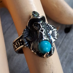 Wizard Ring Turquoise Sterling Silver Magic Fantasy Mythical Steampunk ...