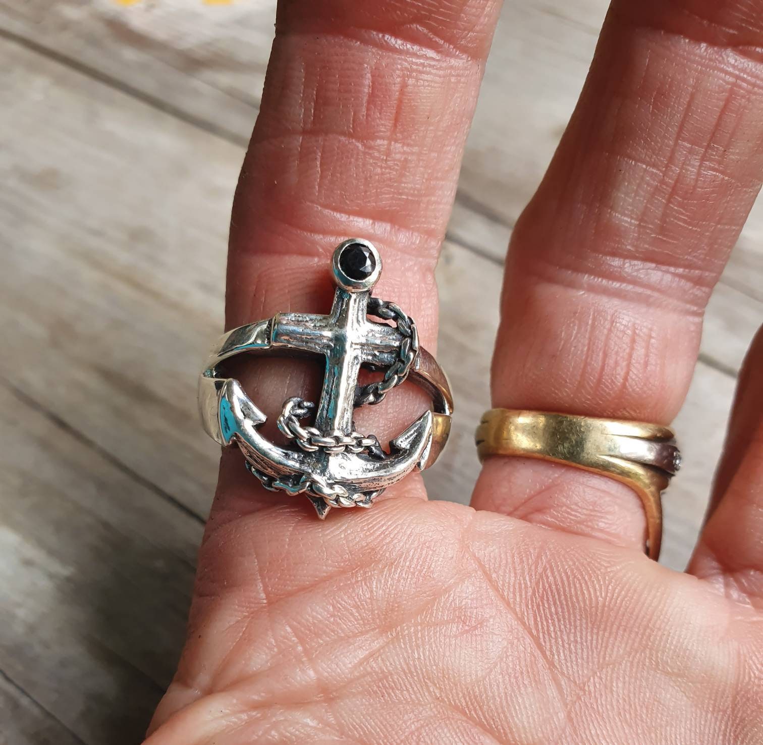 Large Anchor Ring, Sterling Silver, Nautical,sailor,surf,pirate ...