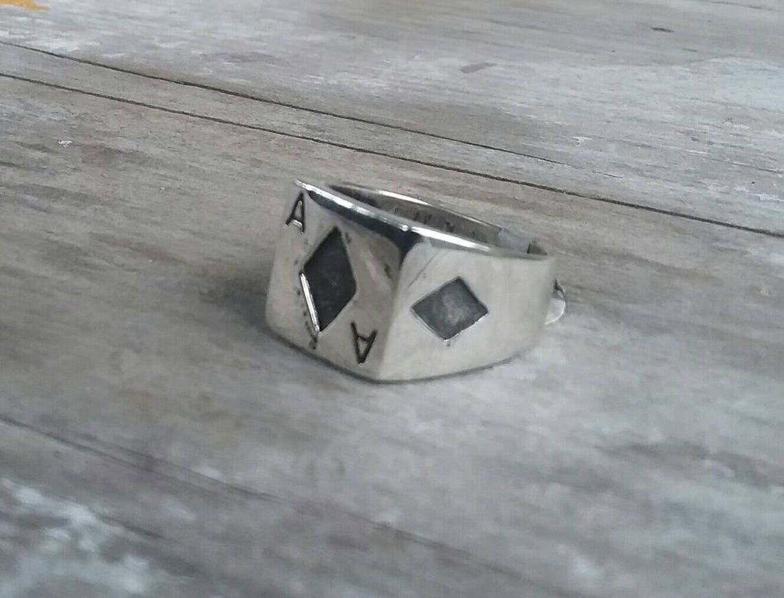 Ace of Diamonds Ringgamblingsterling Silverace Ringvegas - Etsy