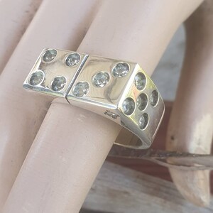Large Dice Ring,sterling Silver,rectangle Signet Ring With Cz Stones ...