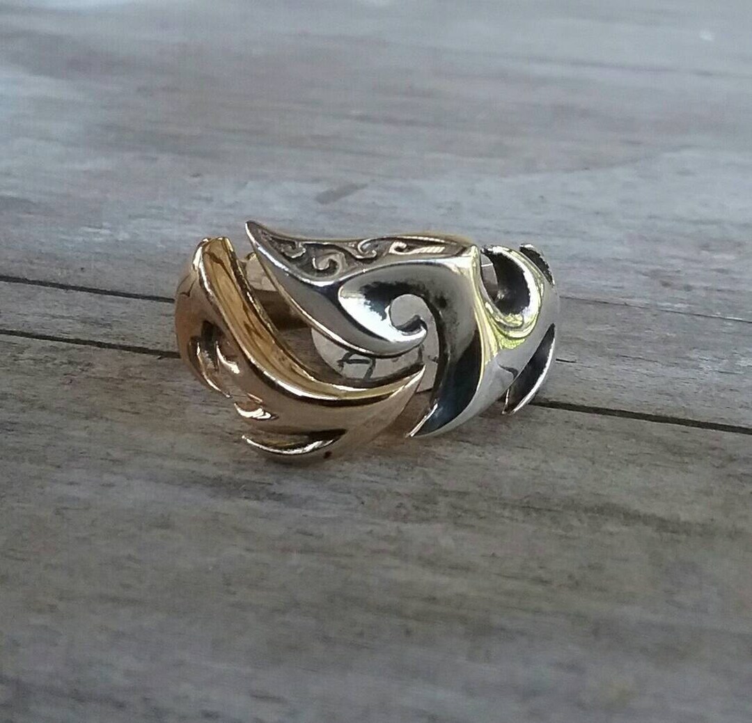 Tribal Ring,two Tone,9ct/9k Gold, Sterling Silver,steampunk,mens ...