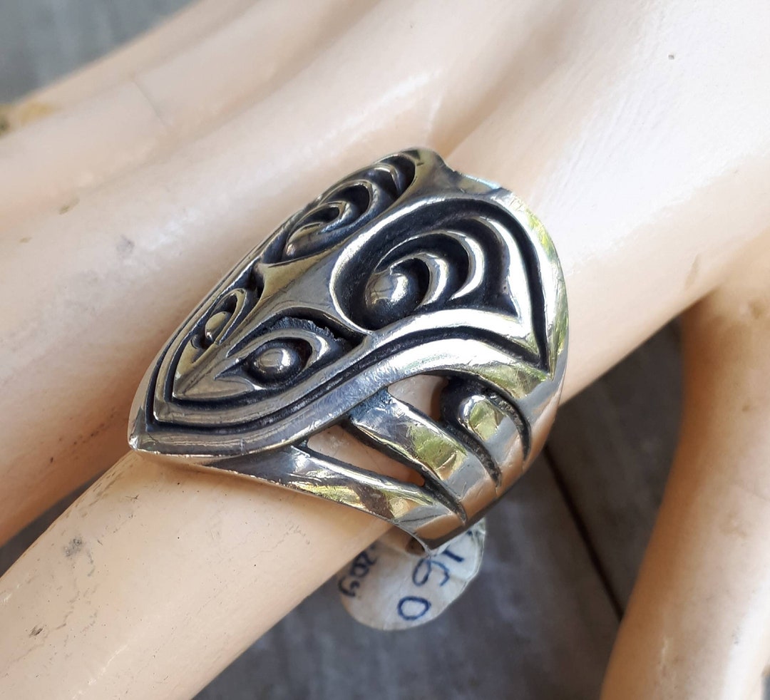 Large Tribal Ring,sterling Silver,maori,steampunk,chunky Silver ...