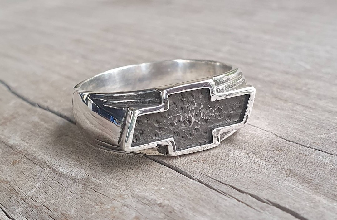 Chevrolet Car Ring,sterling Silver, Small Cheve Ring,rockabilly,hot Rod ...