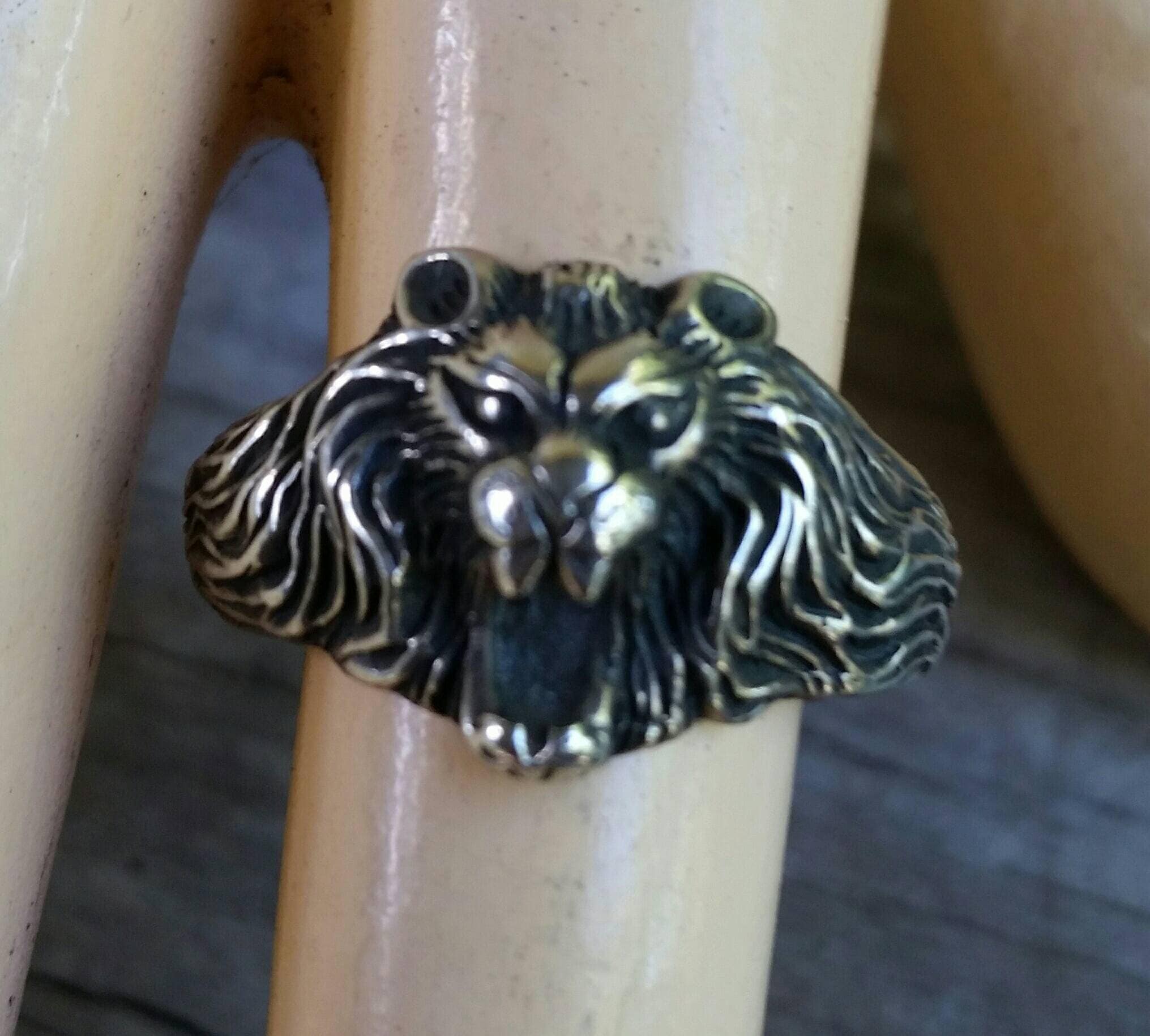 Lion ringsmall lions headsterling silver lionleo | Etsy