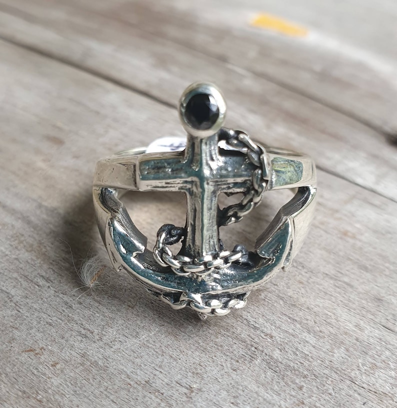 Large Anchor Ring Sterling Silver | Etsy