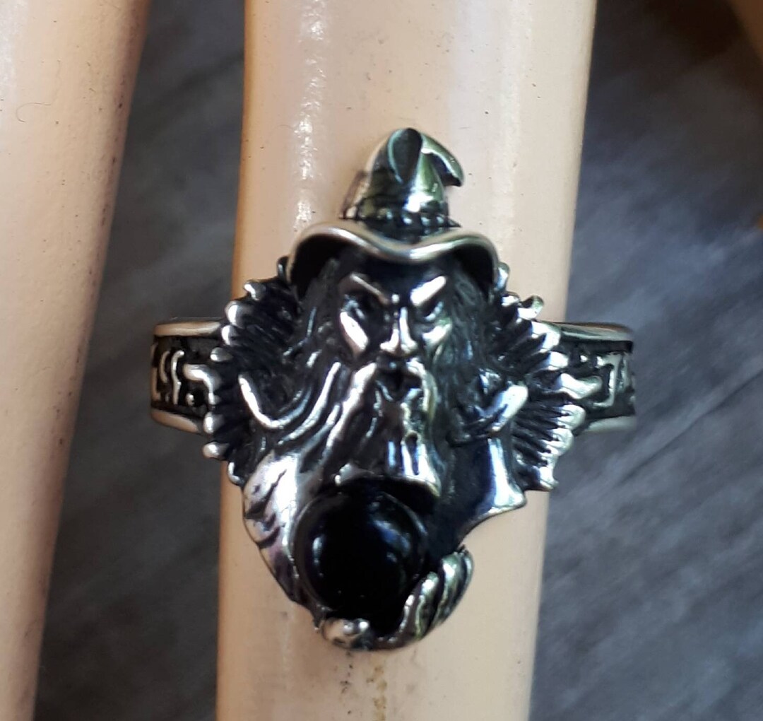 Wizard Ring Onyx Sterling Silver Magic Fantasy Mythical Steampunk ...