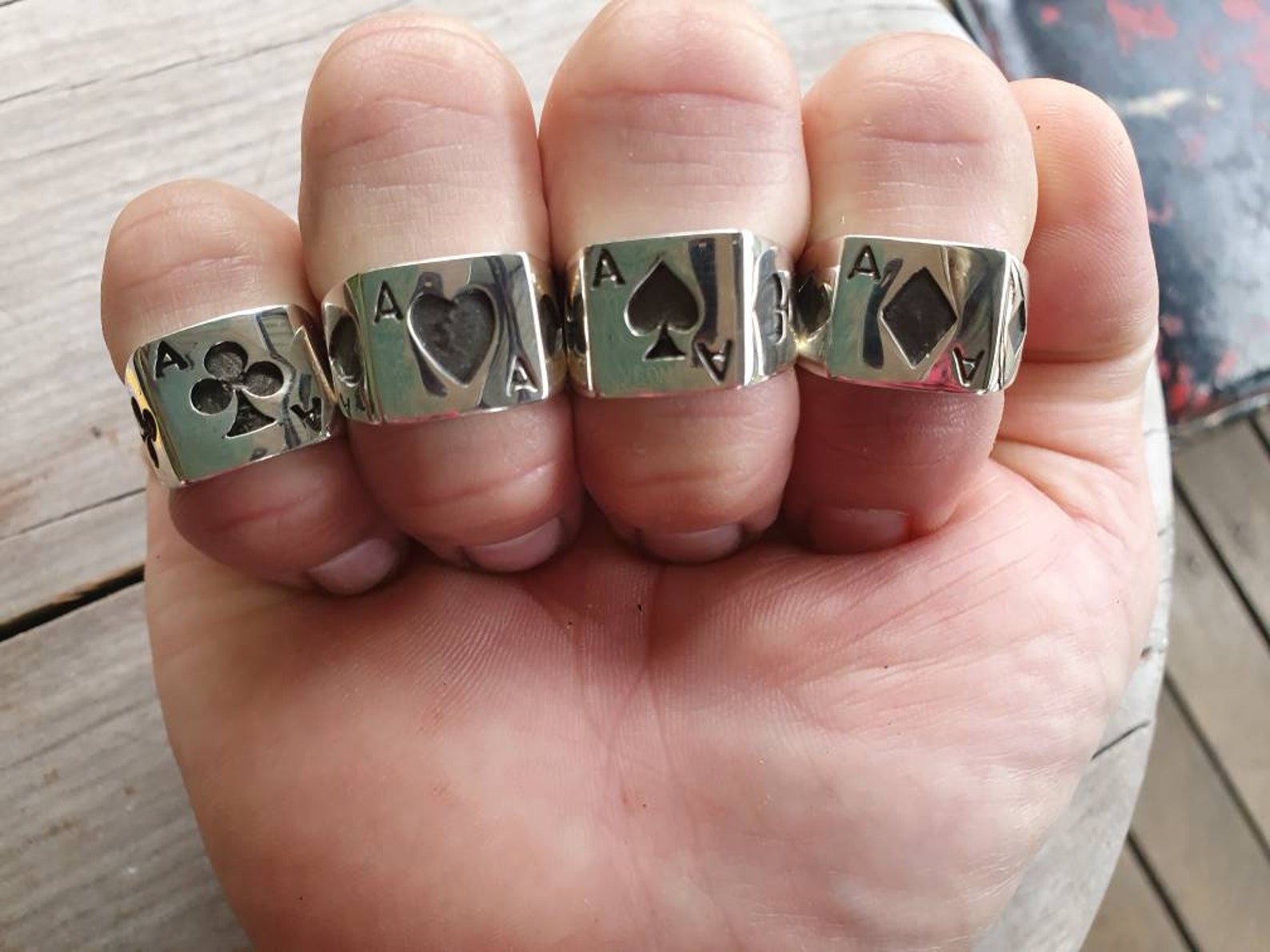 Ace Ringsfull Set4 Sterling Silver Rings Gambling - Etsy