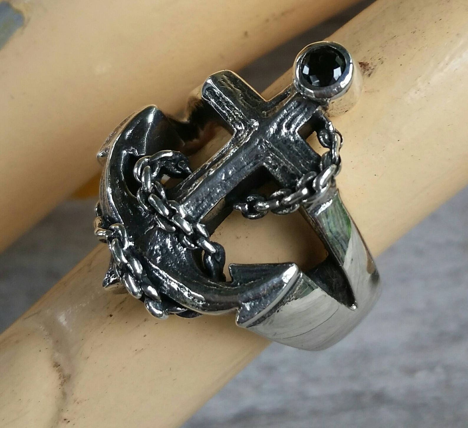 Large Anchor Ring, Sterling Silver, Nautical,sailor,surf,pirate ...