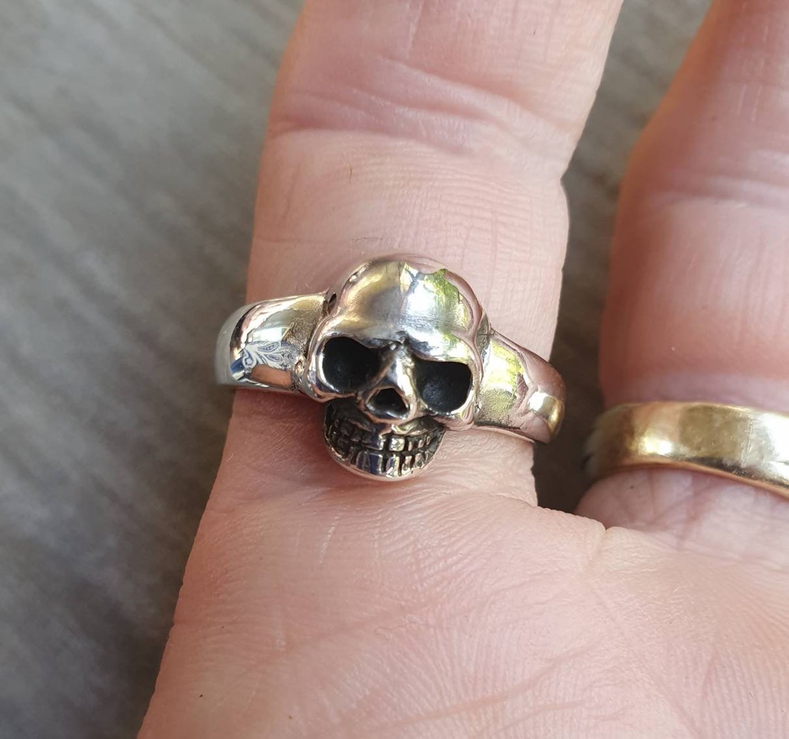 Small Skull Ring,sterling Silver, Signet,solid Skull, Steampunk, Gothic ...