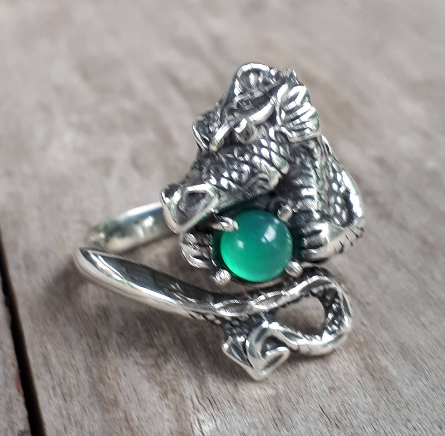 Dragon Ring, Blue Cz, Sterling Silver,welsh Dragon,handmade, Fantasy ...