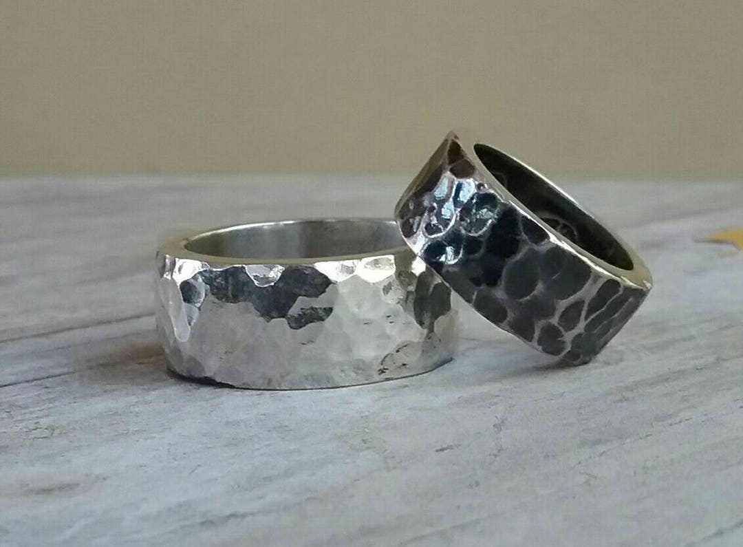 Chunky Ring,heavy, Solid,sterling Silver, Hammered,rustic, Nugget ...