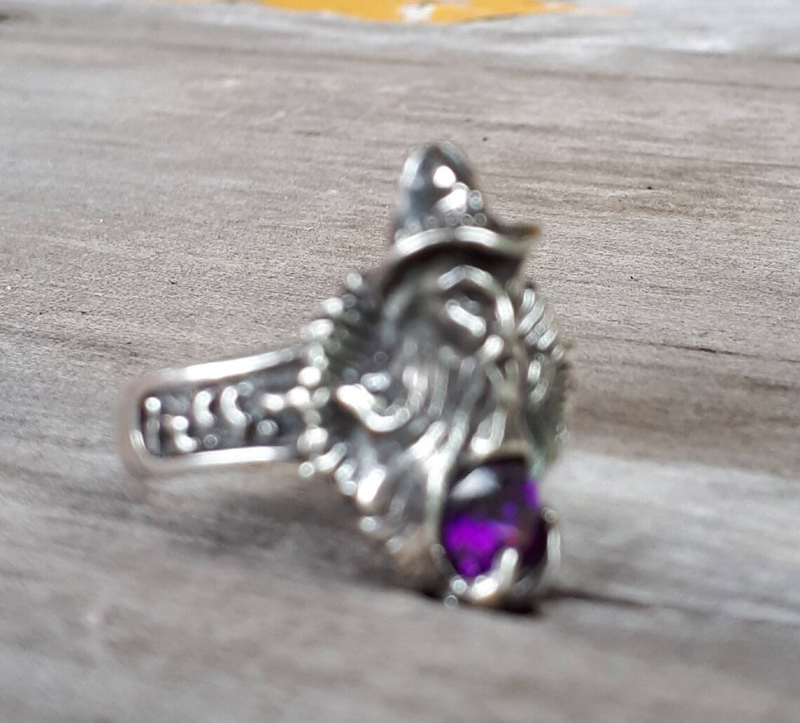 Wizard ring sterling amethyst silver magic fantasy mythical | Etsy