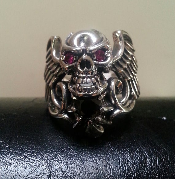 Vampire ringskull ringsterling silverwinged skull | Etsy