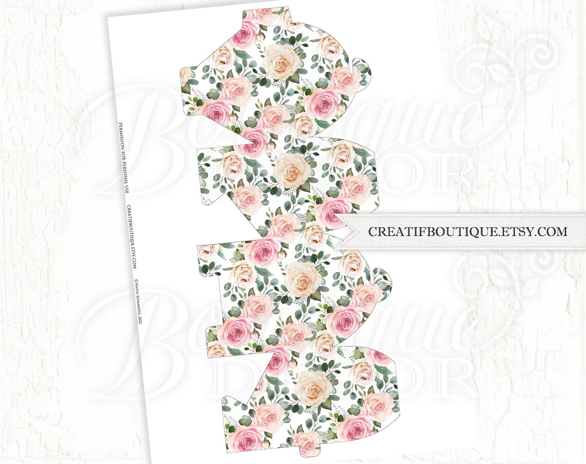 Favor Box Printable Template. Digital Collage Sheet. Instant - Etsy