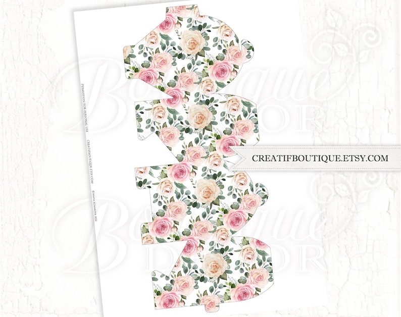 Favor Box Printable Template. Digital Collage Sheet. Instant - Etsy