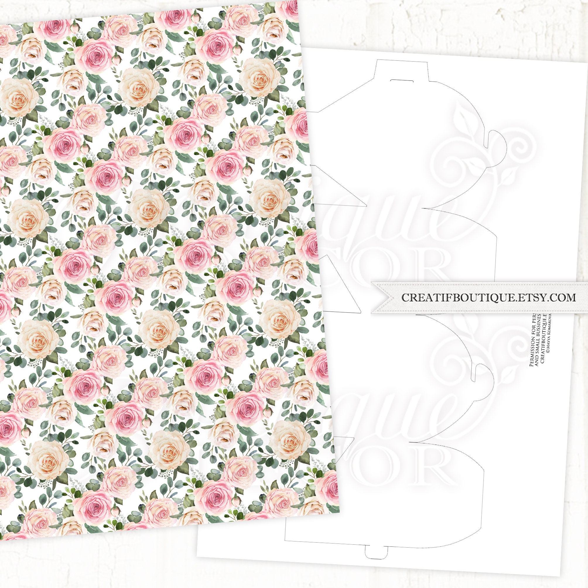 Favor Box Printable Template. Digital collage sheet. Instant | Etsy