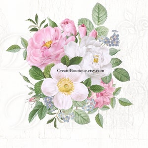 Vintage Flowers Digital Clip Art. Flower Bouquets Transparent ...