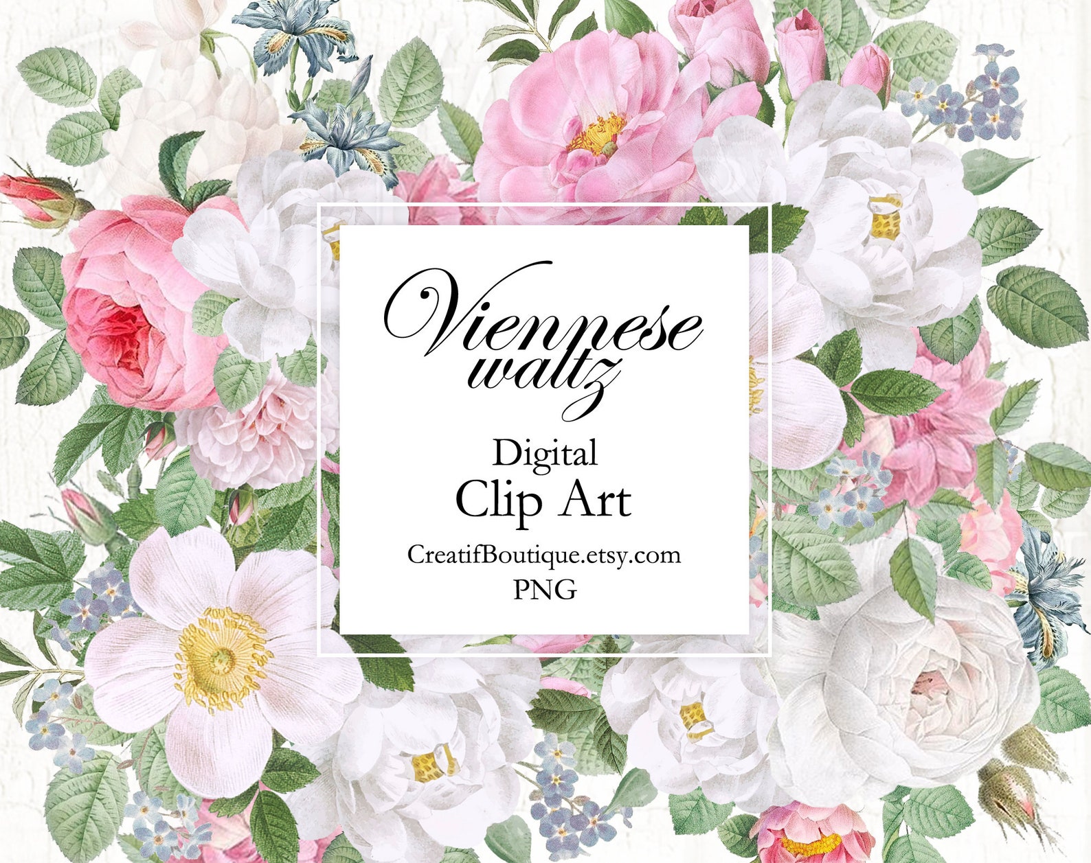 Vintage Flowers Digital Clip Art. Flower Bouquets Transparent - Etsy