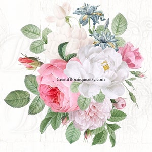 Vintage Flowers Digital Clip Art. Flower Bouquets Transparent ...
