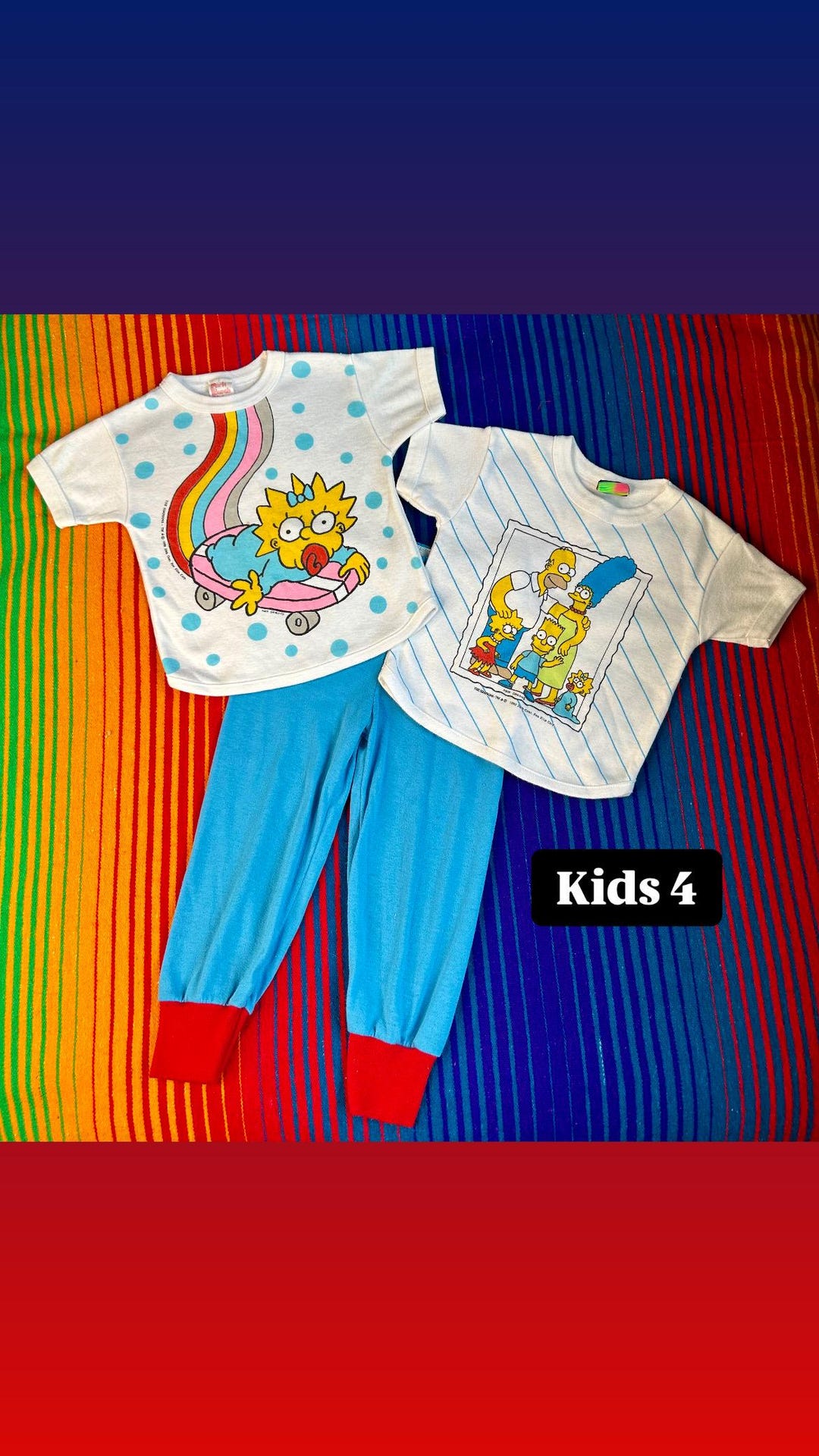 Kids Vintage 1990 the Simpson Pajamas | Kids Size 4 | 2 Tops & One PJ ...