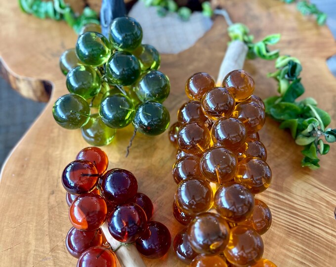 Vintage Lucite Grapes | MCM Style | 3 Sizes | Orange/amber, Green ...